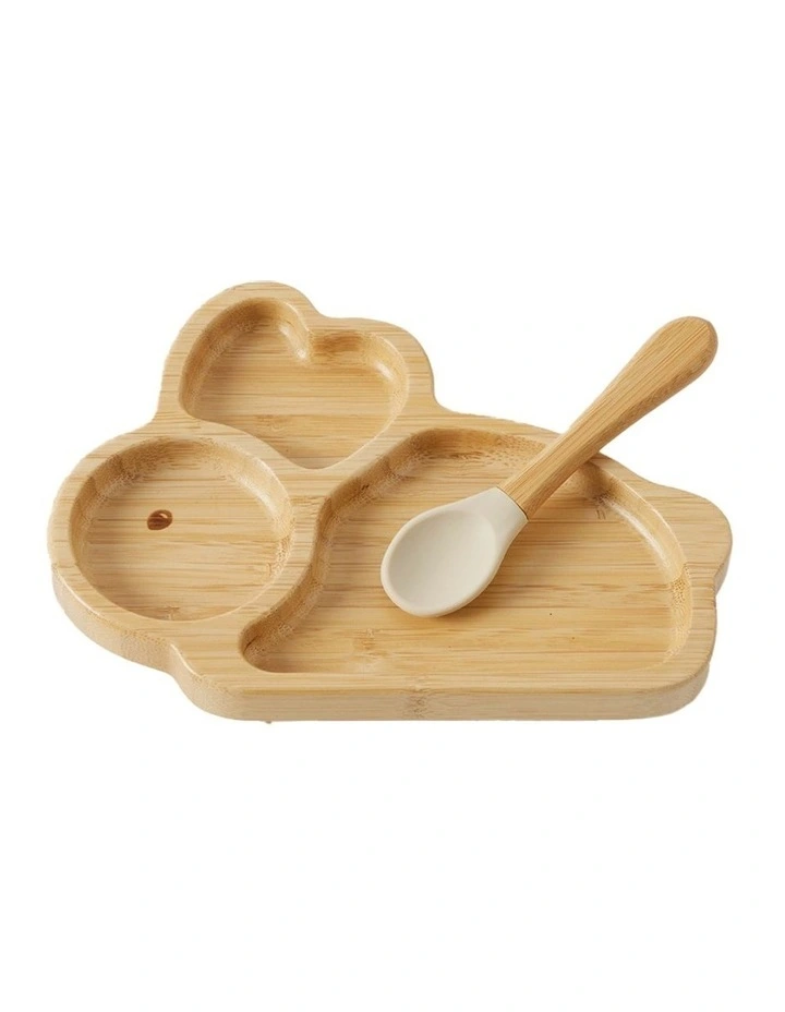 Other Belle Bamboo Divider Plate & Spoon Set in Almond | MYER