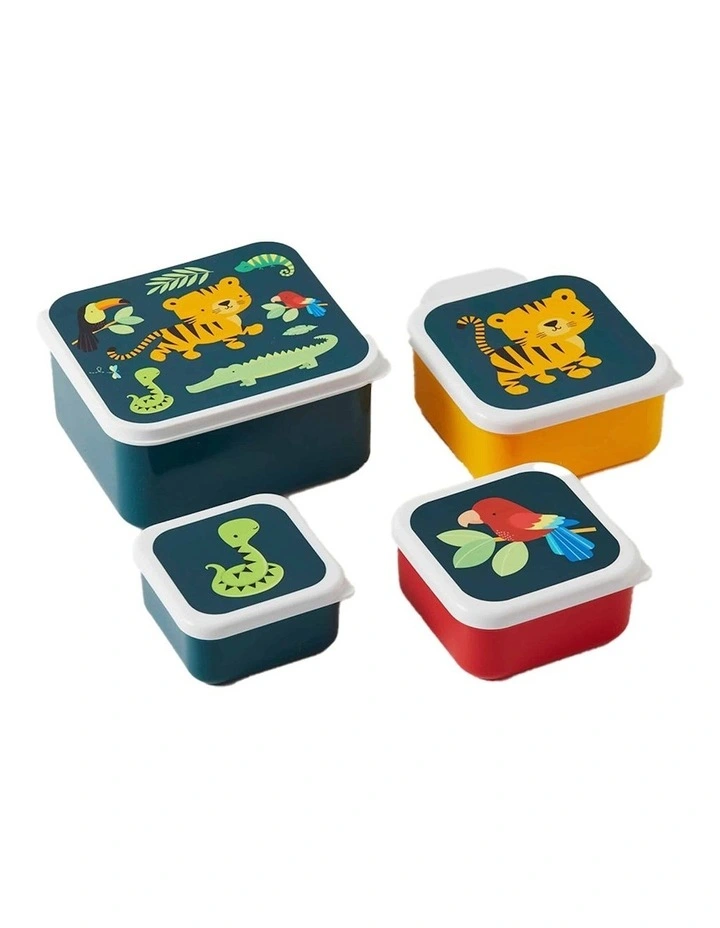 A Little Lovely Company Jungle Tiger Lunch And Snack Box 4 Piece Set in ...