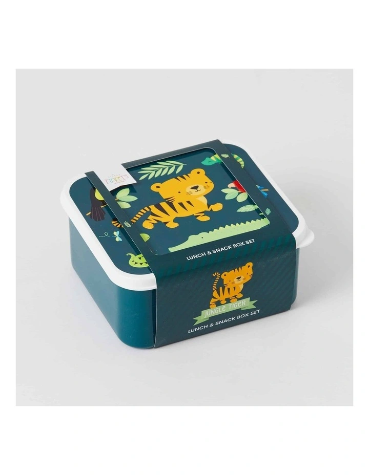 A Little Lovely Company Jungle Tiger Lunch And Snack Box 4 Piece Set in ...