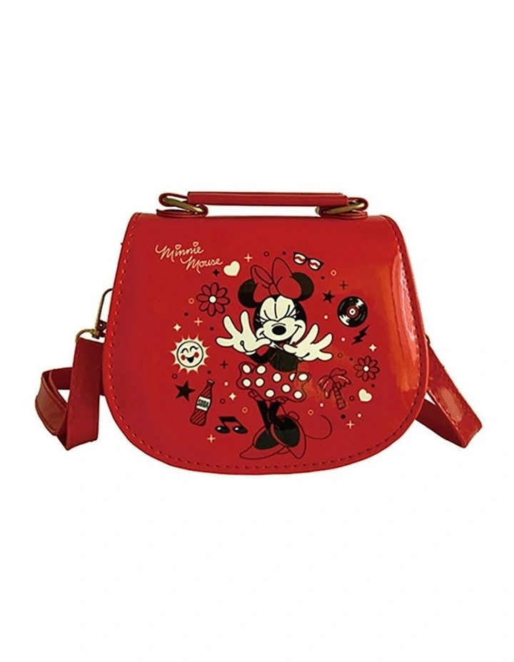 DISNEY Minnie Mouse Crossbody Plush Handbag 18x14x7cm in Red | MYER