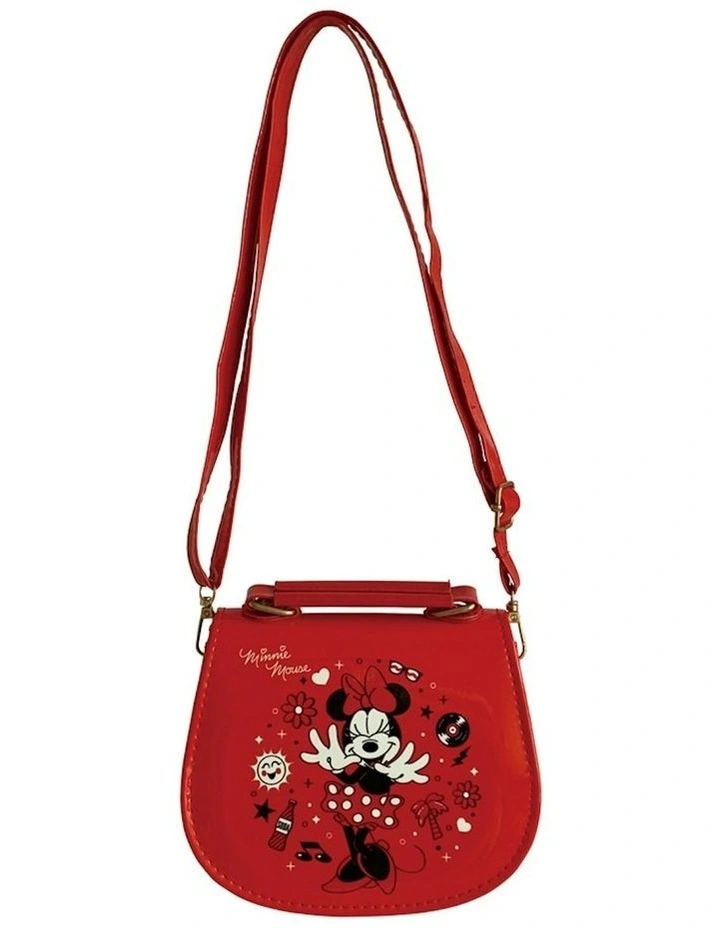 DISNEY Minnie Mouse Crossbody Plush Handbag 18x14x7cm in Red | MYER