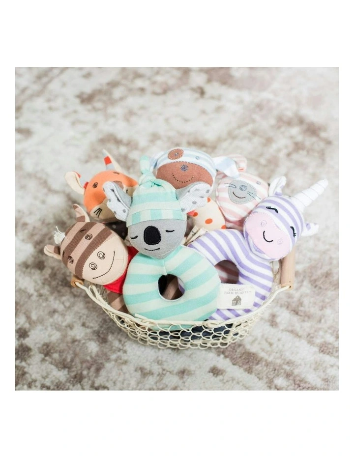 ORGANIC FARM BUDDIES Cotton Teething Rattle Kozy Koala Toy 13cm | MYER