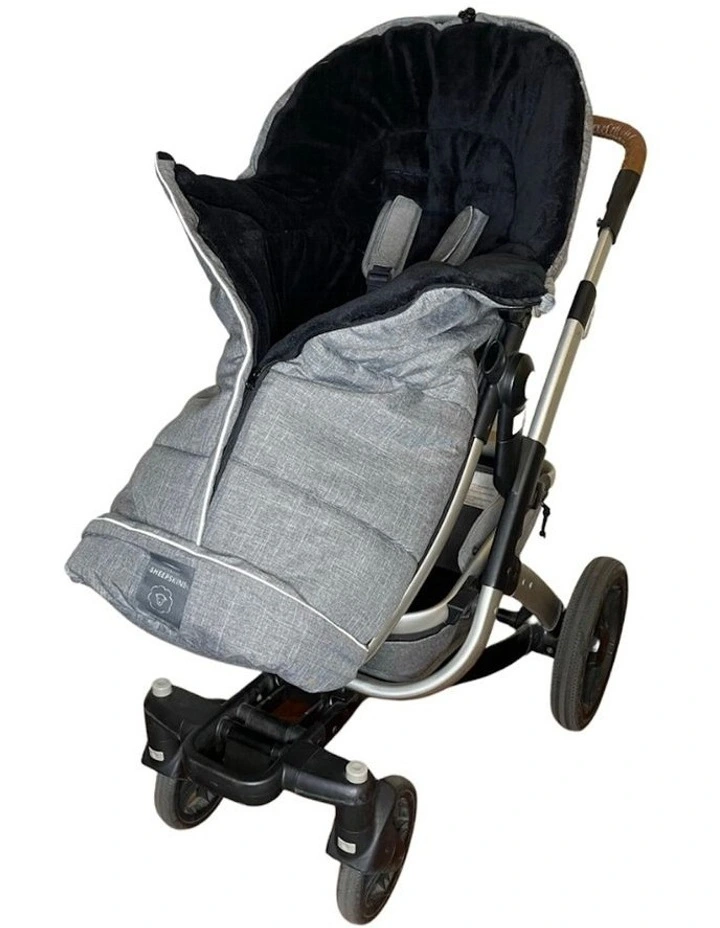 Naturally Sheepskins Weatherproof Fleece Footmuff in Linear Grey | MYER