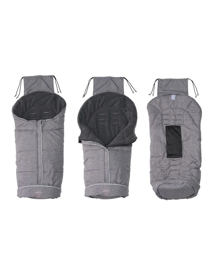 Naturally Sheepskins Weatherproof Fleece Footmuff in Linear Grey | MYER
