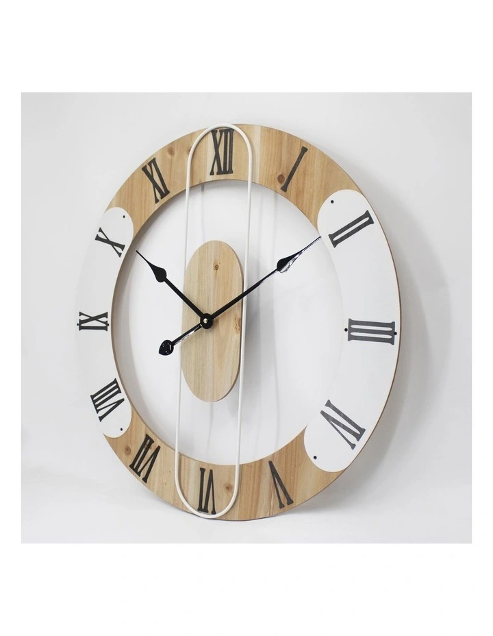 Toki Aaron Silent Wall Clock 60cm in Brown | MYER