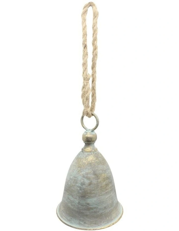 Willow & Silk Hanging Bell with Rope in Distressed Gold | MYER