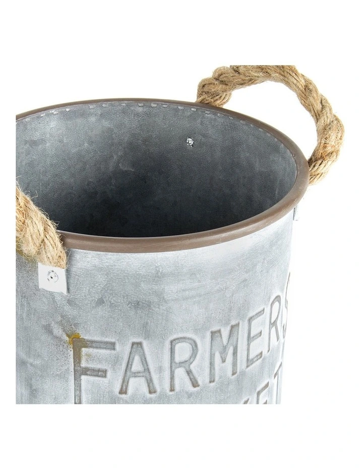 Willow & Silk Nested Farmers Market Galv-Rust Round Bucket-Planters Set ...