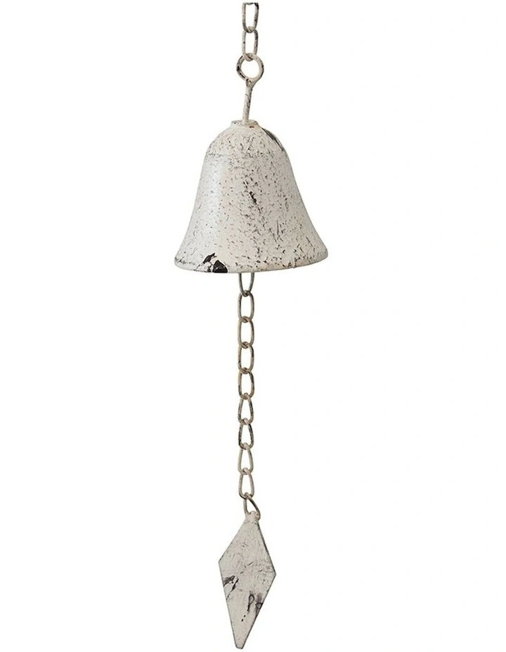 Willow & Silk Cat Iron Distressed Hanging Nautical Bell in Silver | MYER