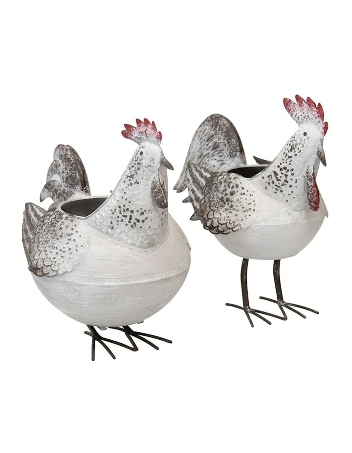 Willow & Silk Mr & Mrs Chook Planters in Distressed Grey | MYER