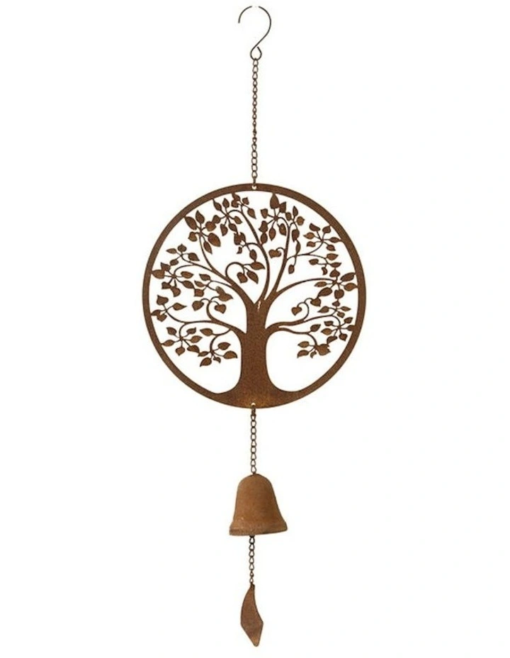 Willow & Silk Tree of Life Hanging Outdoor Bell in Rust | MYER