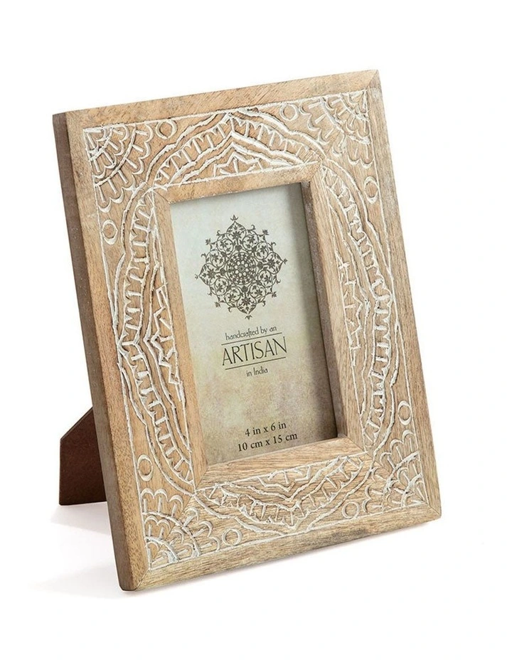 Willow & Silk 4x6 Mango Wood Mandala Photo Frame in Natural | MYER