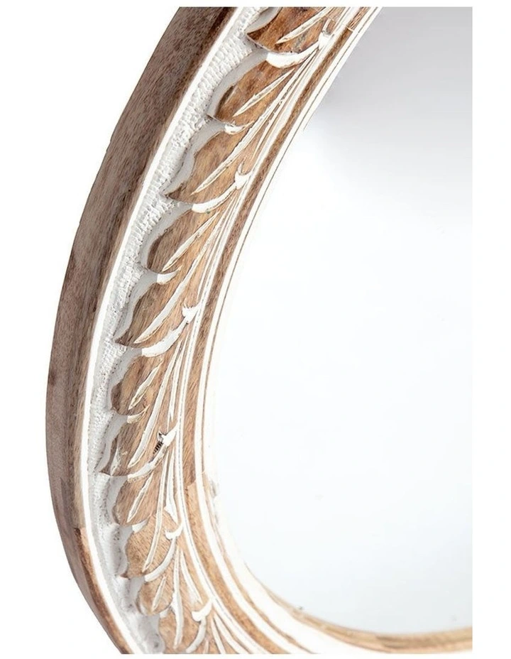 Willow & Silk 70 cm Mango Wood Round Wall Mirror in Natural | MYER