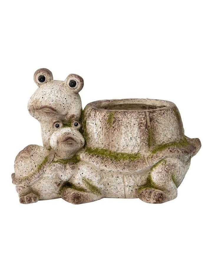 Willow & Silk Animal Pot Tortoise with Baby Planter in Natural | MYER
