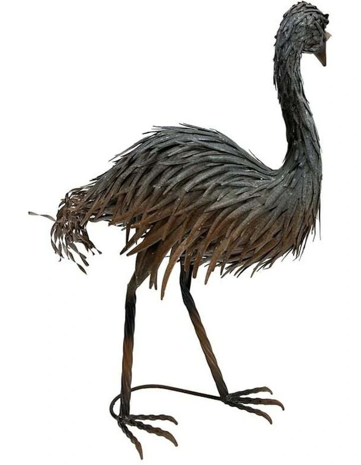 Willow & Silk Animal Figurine Emu with Open Beak in Grey/Rust | MYER