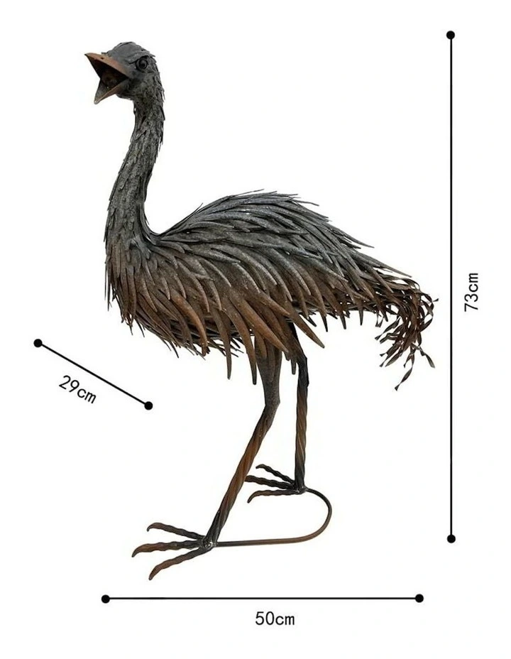 Willow & Silk Animal Figurine Emu with Open Beak in Grey/Rust | MYER
