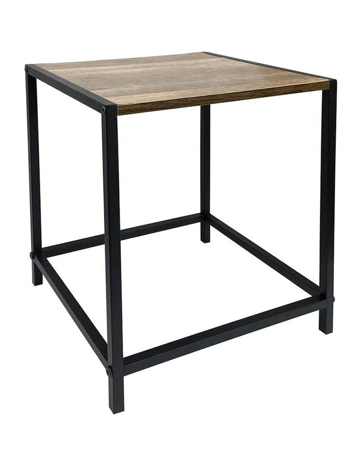 Willow & Silk Walnut Finish Metal MDF Square Side Table in Multi | MYER
