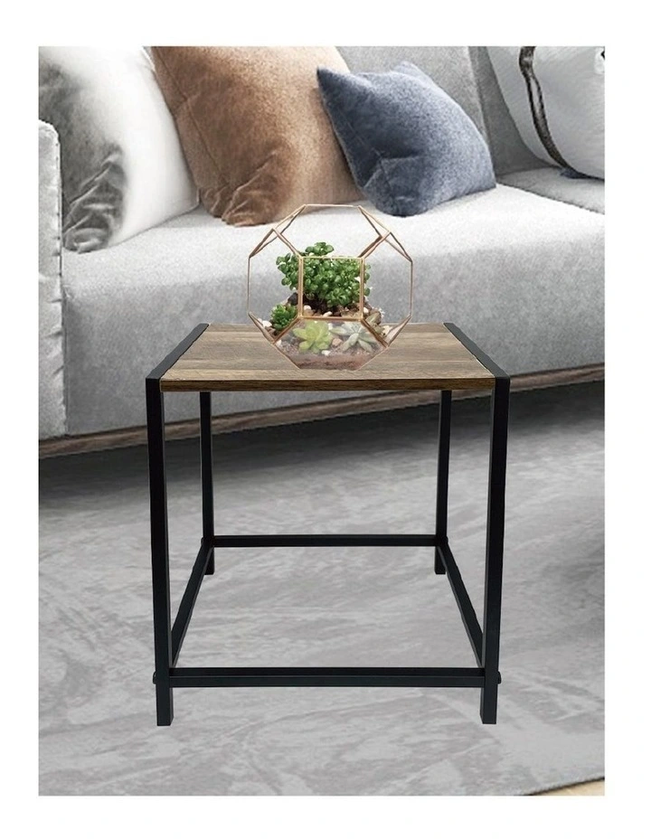 Willow & Silk Walnut Finish Metal MDF Square Side Table in Multi | MYER