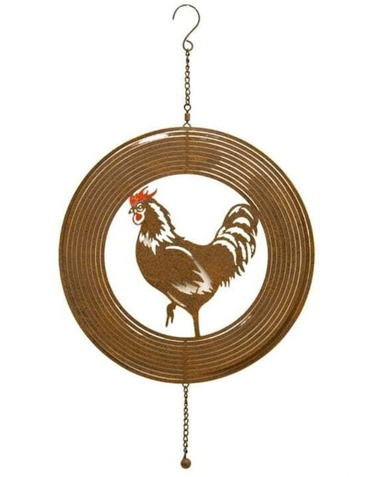 Willow & Silk Hanging Rust Rooster Spinner With Chain in Brown | MYER