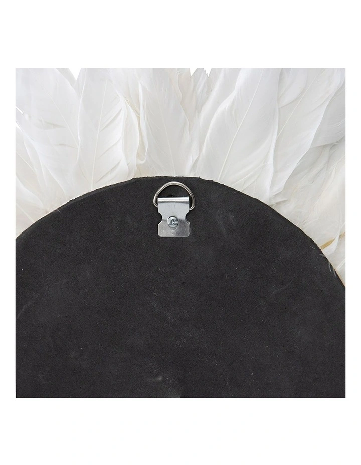 Willow & Silk Handmade Round Feather & Shell Flower Wall Art In Multi ...