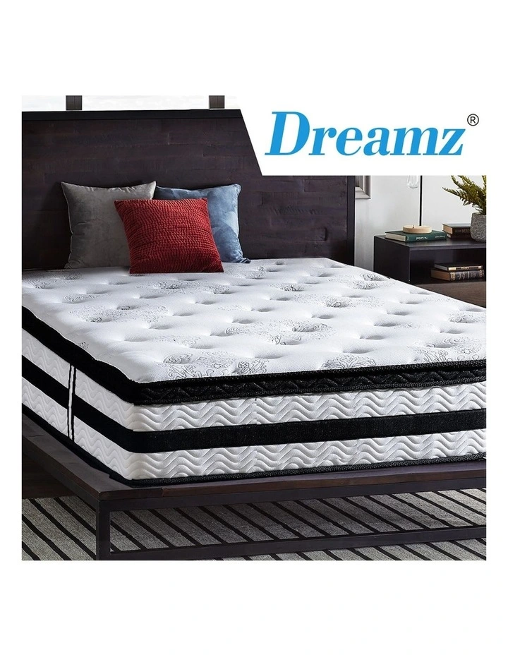 DreamZ Medium Firm Double Size Spring Mattress In White/Black | MYER