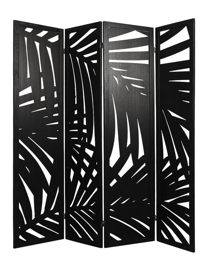 Levede 4 Panel Room Divider in Black | MYER