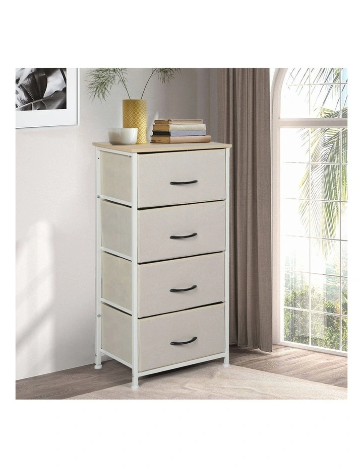 Levede 4 Drawer Storage Cabinet in Beige | MYER