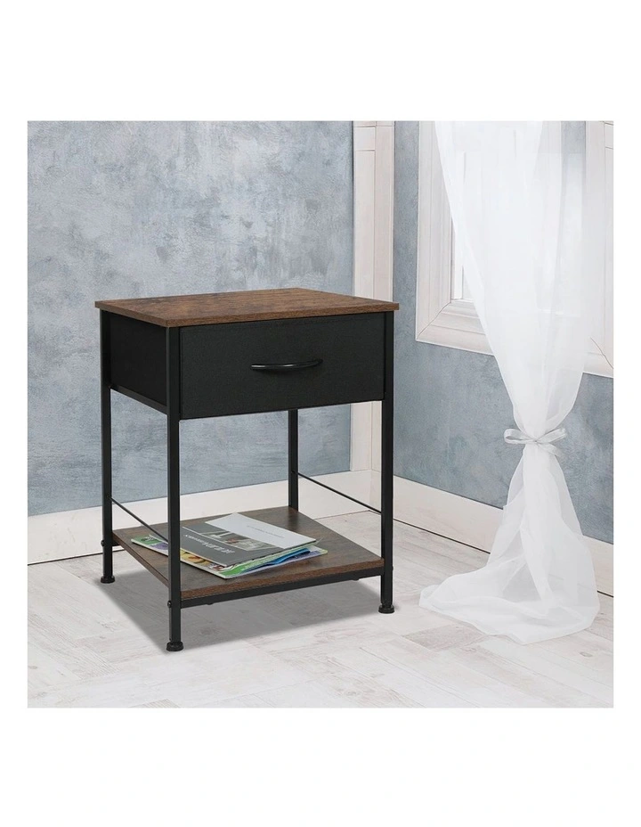 Levede Rustic Bedside Table in Brown | MYER