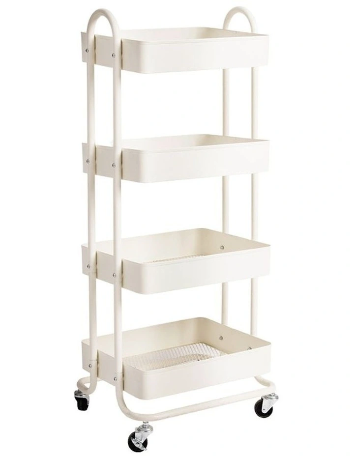 Levede 4 Tiers Kitchen Storage Trolley in White | MYER