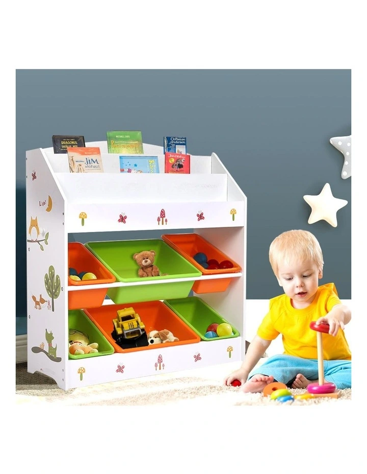 Levede 6-Bin Toy Box & Bookshelf Organizer in Multi | MYER