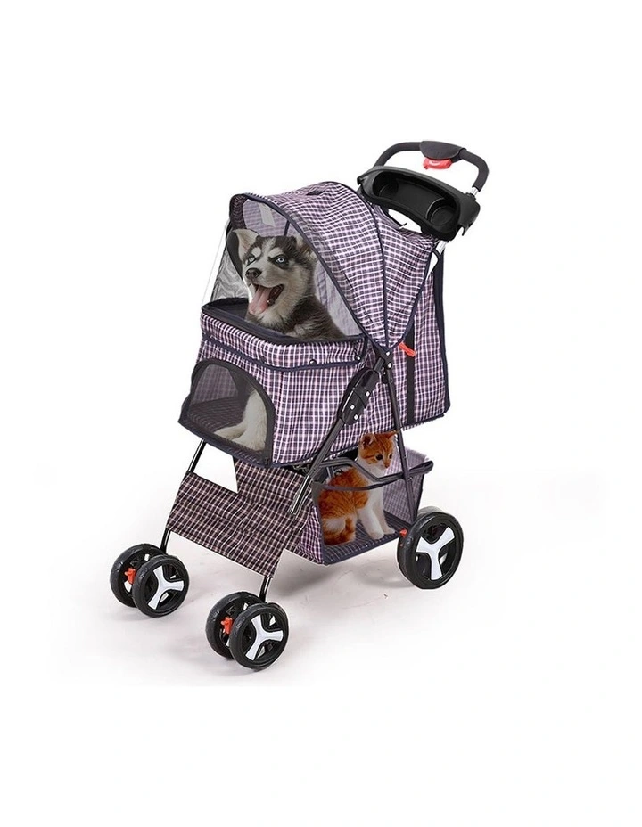 PaWz Foldable 4 Wheels Large Pet Stroller in Plaid | MYER