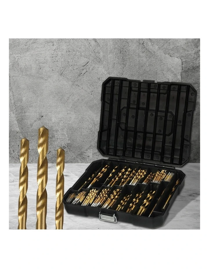 Traderight HSS 1mm-10mm Titanium Coated Metal Wood Plastic 230Piece Drill Bits Set in Gold | MYER