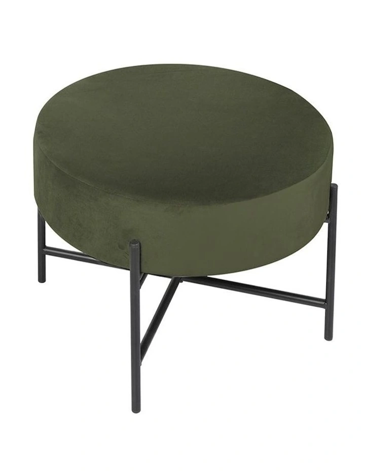Levede Round Velvet Foot Stool in Green | MYER