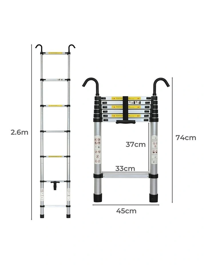 Traderight Telescopic Aluminium Multipurpose Ladder 7 Step in Silver | MYER