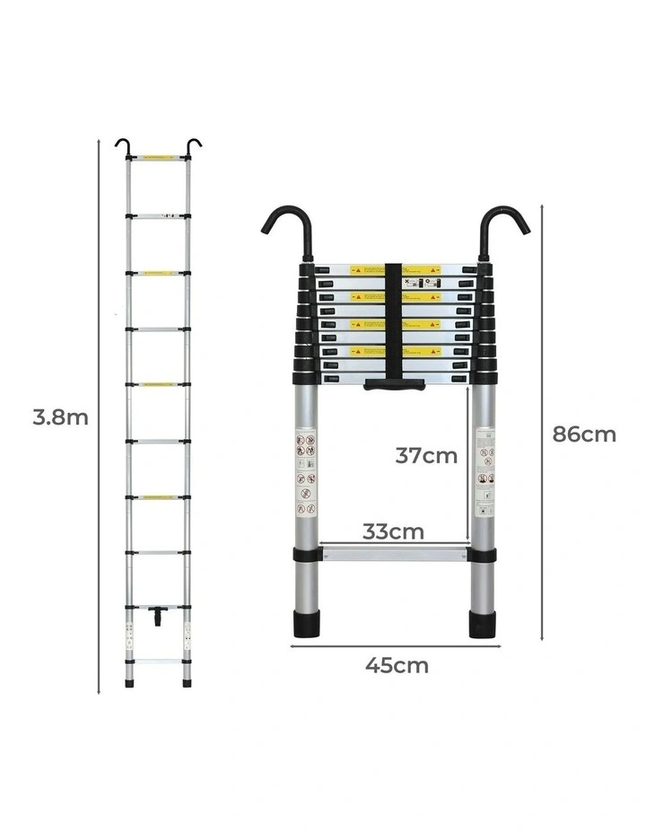 Traderight Telescopic Aluminium Multipurpose Ladder 10 Step in Silver ...