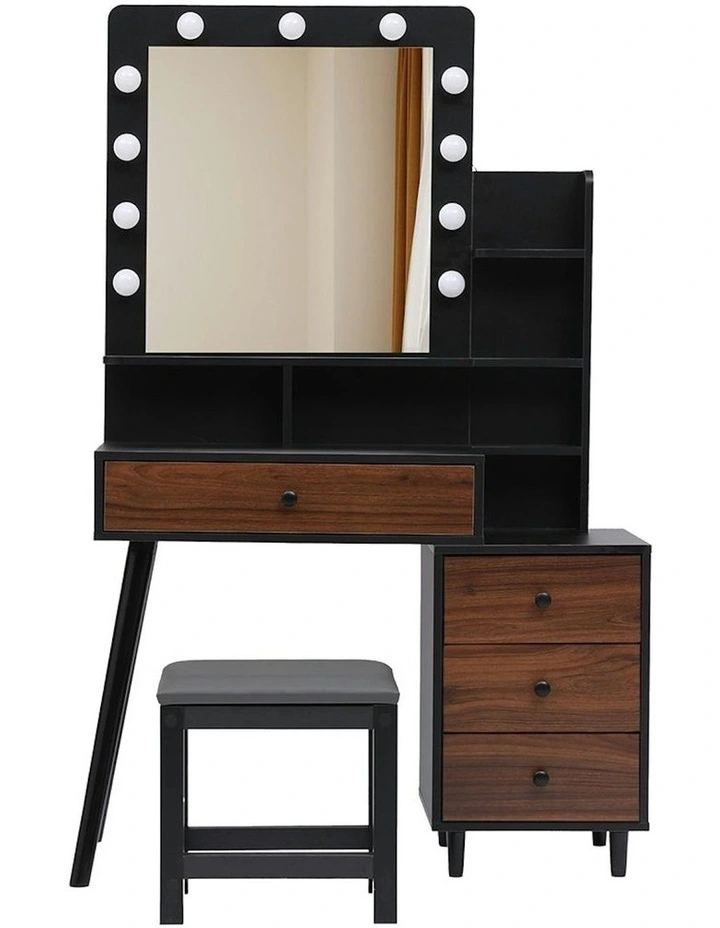 Levede Makeup Mirror Stool Set Vanity Desk Dressing Table in Black | MYER