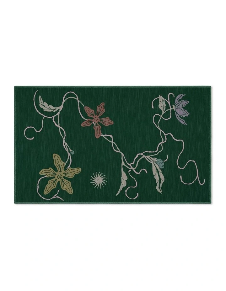 Double Rugs Sunlight Washable Chenille Area Rug in Green | MYER