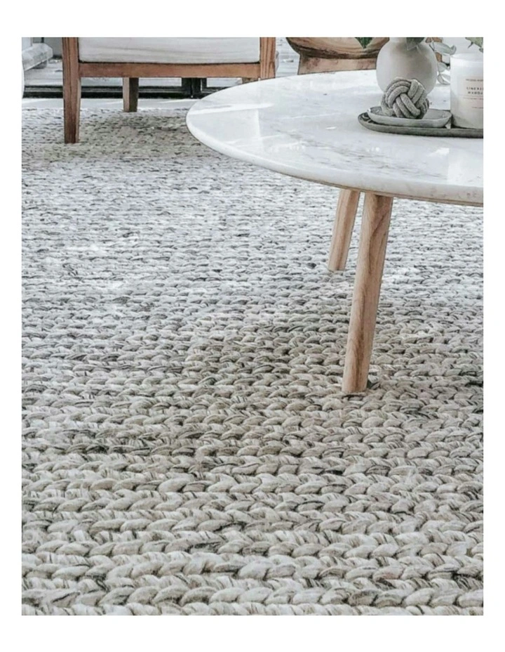 Miss Amara Farrah Braided Wool Rug in Marble Grey | MYER