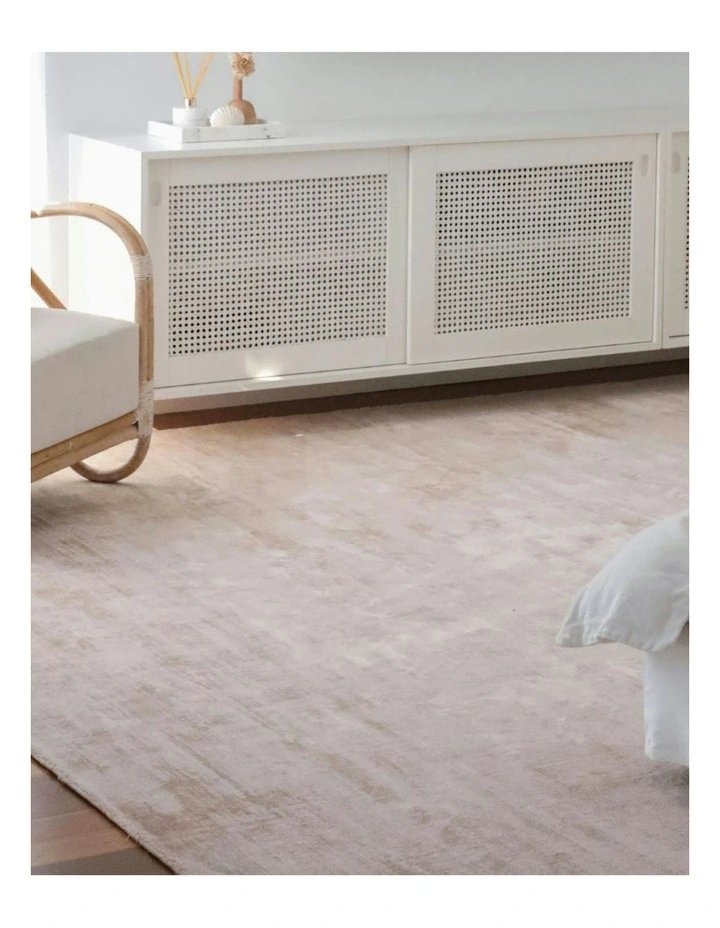 Miss Amara Lyla Distressed Viscose Rug in Blush Peach | MYER