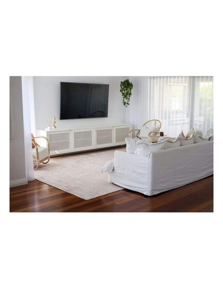 Miss Amara Lyla Distressed Viscose Rug in Blush Peach | MYER