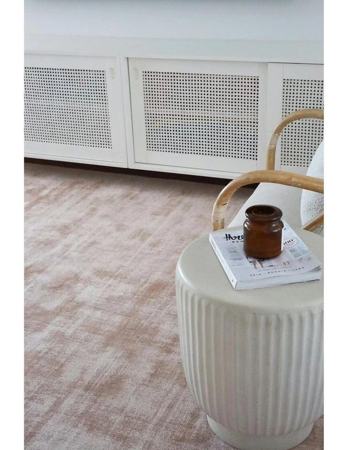 Miss Amara Lyla Distressed Viscose Rug In Blush Peach | MYER