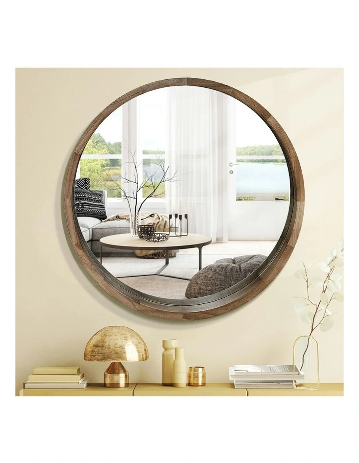 Furb Wooden Wall Mirrors Round Mirror 60 cm in Natural | MYER