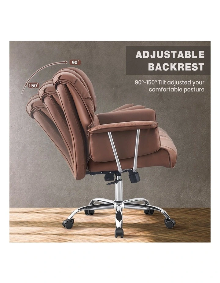 Furb Ergonomic Reclining Adjustable Office Desk Chair in Brown | MYER