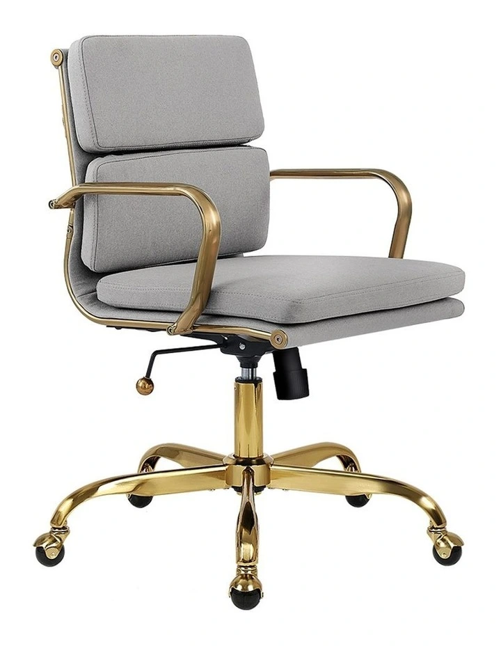 Furb Office Desk Chair Height Adjustable in Light Grey/Gold | MYER