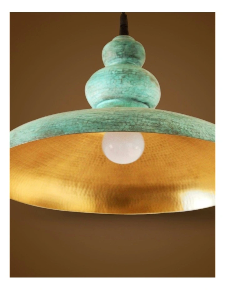 Yellow Drama Hand-Beaten Brass Tomb Pendant Light | MYER
