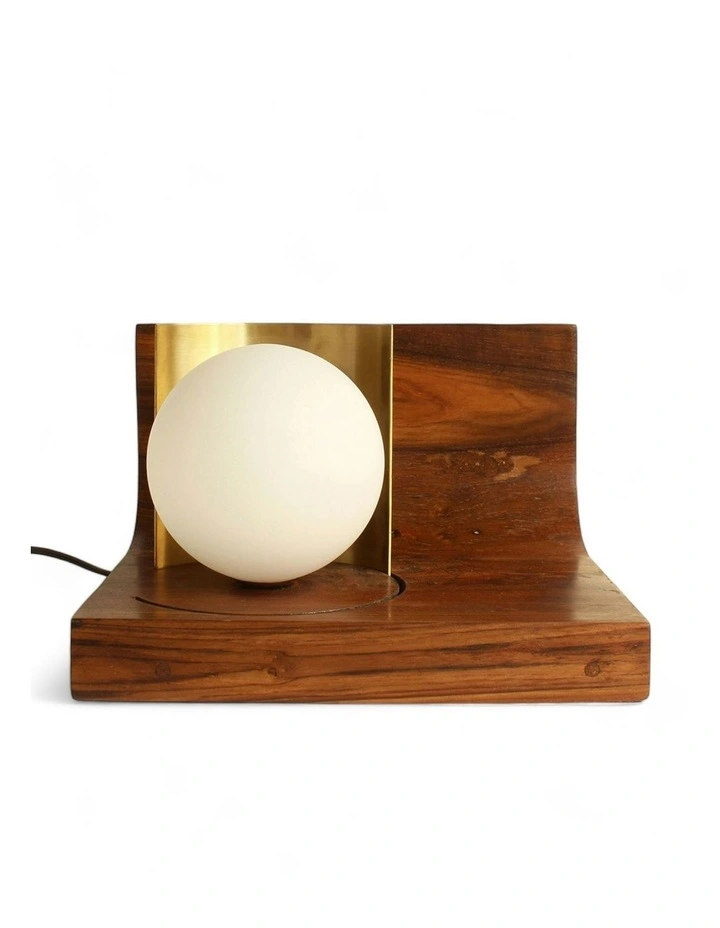 Yellow Drama Hand-Cut Reclaimed Teak Wood Moving Shade Lamp in Natural ...