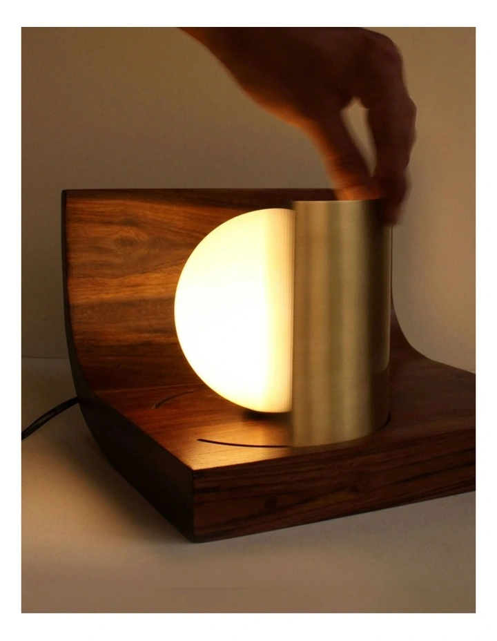 Yellow Drama Hand-Cut Reclaimed Teak Wood Moving Shade Lamp in Natural ...