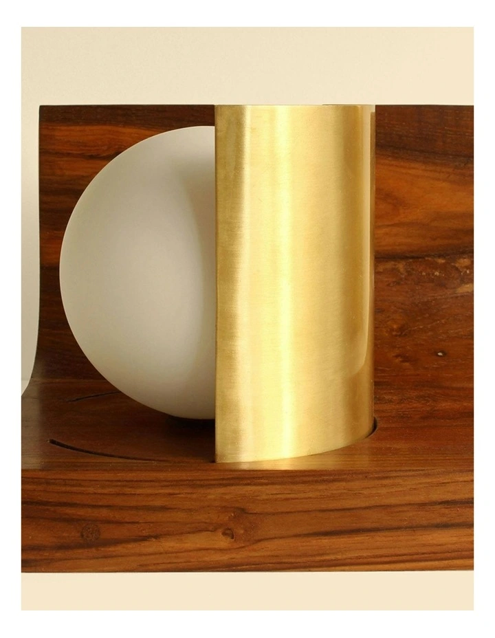 Yellow Drama Hand-Cut Reclaimed Teak Wood Moving Shade Lamp in Natural ...