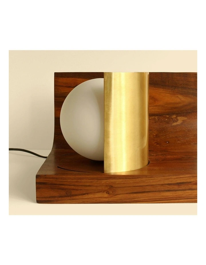 Yellow Drama Hand-Cut Reclaimed Teak Wood Moving Shade Lamp in Natural ...