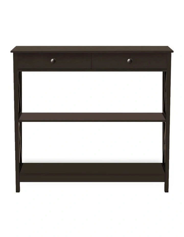 Sarantino Eloise Cross Console Table 3-Tier in Espresso | MYER