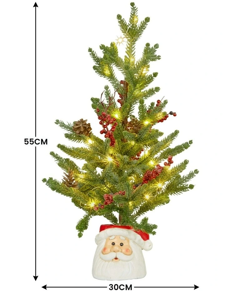 Christabelle Santa Pot Christmas Tree with Lights 55cm in Green | MYER